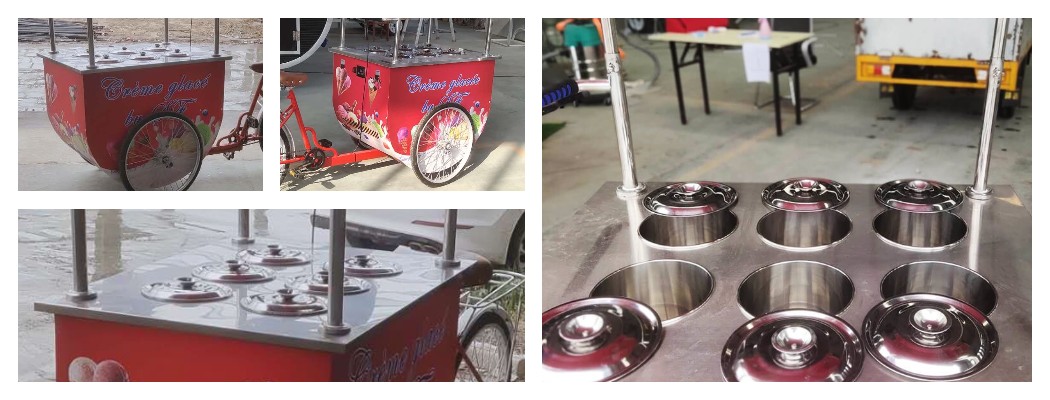 Mini Freezer Bike Cart for Mobile Ice Cream Business in France