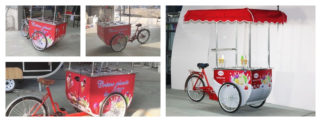 Mini Freezer Bike Cart for Mobile Ice Cream Business in France